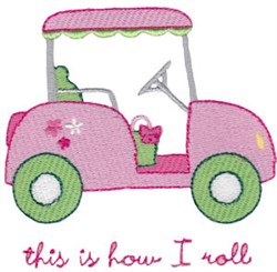 Pink Golf Cart Embroidery Design | EmbroideryDesigns.com
