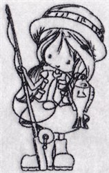 Fishing Girl Embroidery Design | EmbroideryDesigns.com