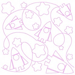 Rocket Ships Quilt Block Embroidery Design | EmbroideryDesigns.com