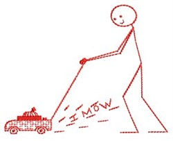 I Mow Stick Figure Embroidery Design | EmbroideryDesigns.com
