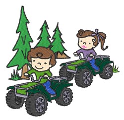 Kids Riding ATVs Embroidery Design | EmbroideryDesigns.com