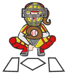 Softball Catcher Embroidery Design | EmbroideryDesigns.com