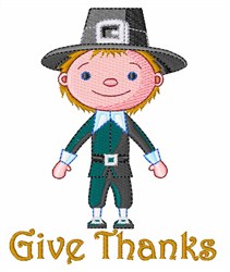 Give Thanks Boy Embroidery Design | EmbroideryDesigns.com