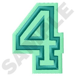 Jersey Number 4 Embroidery Design | EmbroideryDesigns.com