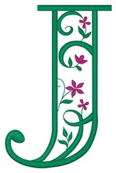 Floral Letter J Embroidery Design | EmbroideryDesigns.com