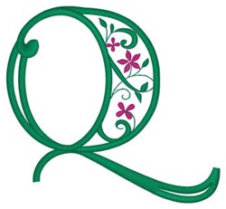 Floral Letter Q Embroidery Design | EmbroideryDesigns.com