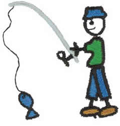 Stick Fisherman Embroidery Design | EmbroideryDesigns.com