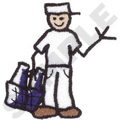 Stick Person Milkman Embroidery Design | EmbroideryDesigns.com
