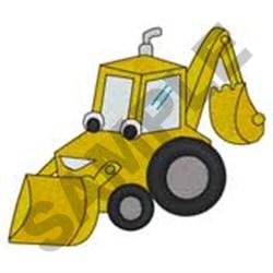 Smiling Backhoe Embroidery Design | EmbroideryDesigns.com