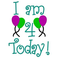 I Am 4 Today Embroidery Design | EmbroideryDesigns.com