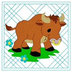 Bull Quilt Square Embroidery Design | EmbroideryDesigns.com