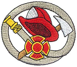 Fireman Logo Embroidery Design | EmbroideryDesigns.com