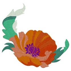 Poppy Corner Border Embroidery Design | EmbroideryDesigns.com