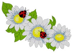 Daisies & Ladybugs Embroidery Design | EmbroideryDesigns.com