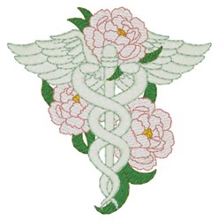 Floral Caduceus Embroidery Design | EmbroideryDesigns.com