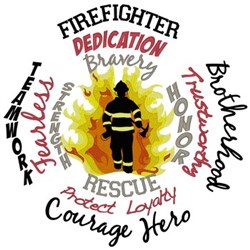 Firefighter Word Collage Embroidery Design | EmbroideryDesigns.com