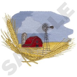 Wheat Field Scene Embroidery Design | EmbroideryDesigns.com