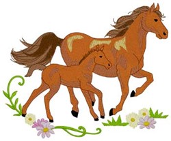 Mare & Foal Embroidery Design | EmbroideryDesigns.com
