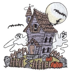 Haunted House Embroidery Design | EmbroideryDesigns.com