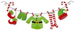 Elf Clothesline Embroidery Design | EmbroideryDesigns.com