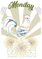 Rooster Monday Embroidery Design | EmbroideryDesigns.com
