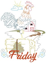 Rooster Friday Embroidery Design | EmbroideryDesigns.com