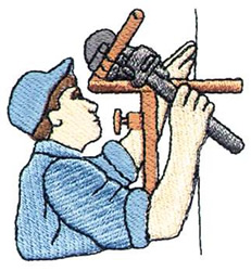 Plumber With Pipes Embroidery Design | EmbroideryDesigns.com