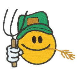 Smiley Face Farmer Embroidery Design | EmbroideryDesigns.com