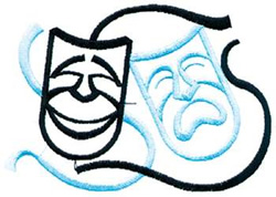Drama Masks Outline Embroidery Design | EmbroideryDesigns.com