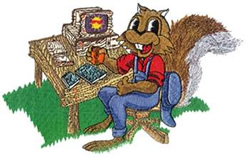 Computer Squirrel Embroidery Design | EmbroideryDesigns.com
