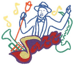 Jazz Singer Embroidery Design | EmbroideryDesigns.com