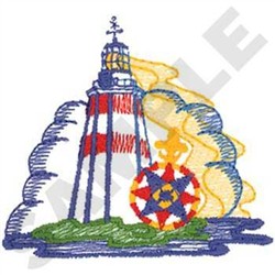 Lighthouse With Compass Embroidery Design | EmbroideryDesigns.com