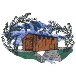 Covered Bridge Embroidery Design | EmbroideryDesigns.com
