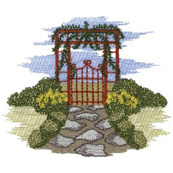 Garden Gate Embroidery Design | EmbroideryDesigns.com