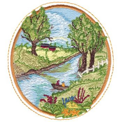 River Scene Embroidery Design | EmbroideryDesigns.com