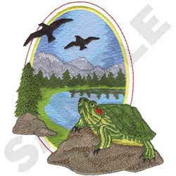 Lake Scene Embroidery Design | EmbroideryDesigns.com