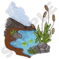 Pond Scene Embroidery Design | EmbroideryDesigns.com