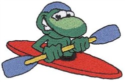 Frog Kayaking Embroidery Design | EmbroideryDesigns.com