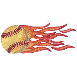 Flaming Softball Embroidery Design | EmbroideryDesigns.com