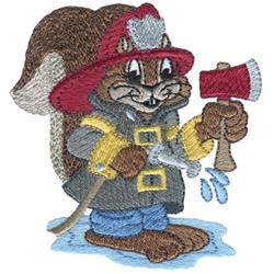 Fireman Squirrel Embroidery Design | EmbroideryDesigns.com