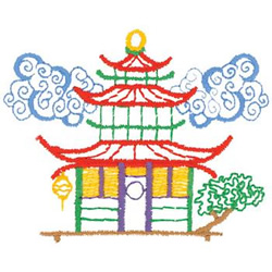Pagoda Embroidery Design | EmbroideryDesigns.com