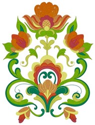 Rosemaling Floral Embroidery Design | EmbroideryDesigns.com