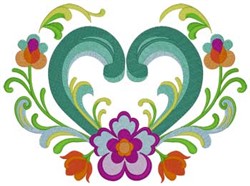 Rosemaling Heart Embroidery Design | EmbroideryDesigns.com