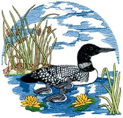 Loon Scene Embroidery Design | EmbroideryDesigns.com