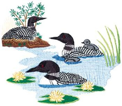 Loon Scene Embroidery Design | EmbroideryDesigns.com