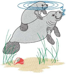 Manatee Scene Embroidery Design | EmbroideryDesigns.com