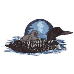 Loon With Baby Embroidery Design | EmbroideryDesigns.com