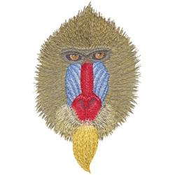 Mandrill Head Embroidery Design | EmbroideryDesigns.com