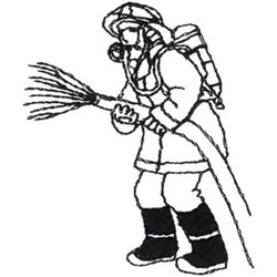 Fire Fighter Outline Embroidery Design | EmbroideryDesigns.com