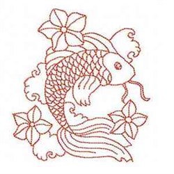 Redwork Koi Fish Embroidery Design | EmbroideryDesigns.com